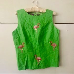CJ Laing | Tops | New Cj Laing Green And Pink Linen Top 8 Paid 26 | Poshmark